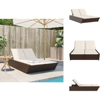 vidaXL Vidaxl - Doppel-Sonnenliege mit Auflagen Braun Poly Rattan - Doppelsonneliege - Gartenliege - Liege - Outdoor Liege - Relaxliege