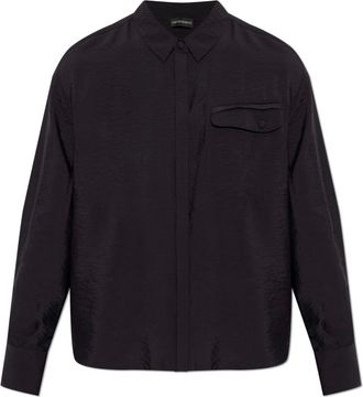 Emporio Armani Femme, Blouses et Chemises, Noir, Taille: 34 FR Techno Rayon Shirt