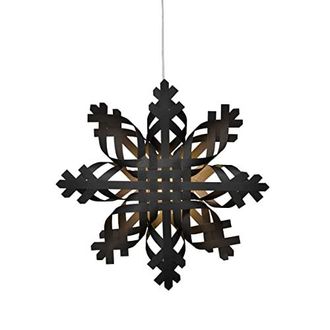 Konstsmide Schwarzer Papierstern, geflochten, inkl. Anschlusskabel mit an/aus Schalter, ohne Leuchtmittel, E14 Lampenhalterung, 230V, Innen, wei&szlig;es Kabel - 5927-