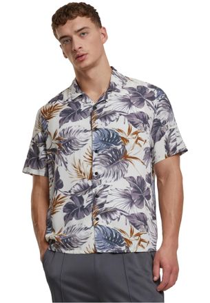 Urban Classics Herren Hemd Viscose AOP Resort Shirt, l&auml;ssiges Hemd f&uuml;r M&auml;nner, mit floralem Print, erh&auml;ltlich in vielen Farbvarianten, Gr&ouml;&szlig;en XS-5XL