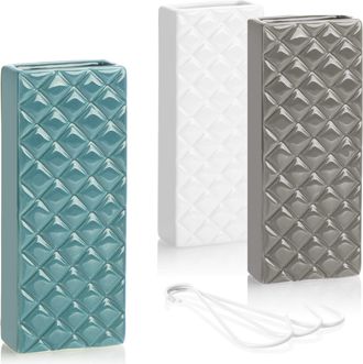 Com-Four 3x Luftbefeuchter aus Keramik - Heizkörper-Verdunster zum Befeuchten der Raumluft - Wasserverdunster mit S-Förmigen Haken - Heizungsverdunster mit Dia