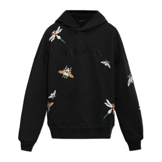 Balmain Homme, Sweatshirts et sweats &agrave; capuche, Noir, Taille: S Sweat &agrave; capuche brod&eacute; dinsectes
