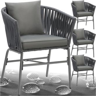 TecTake Tectake - Ensemble de chaises au design corde tressée housses en polyester amovibles