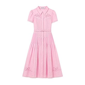 Self Portrait Robe chemise brod&eacute;e - Femme - Robes - Rose - Taille: 40 FR