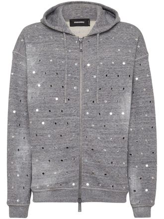 Dsquared2 hoodie en coton &agrave; fermeture zipp&eacute;e - Gris