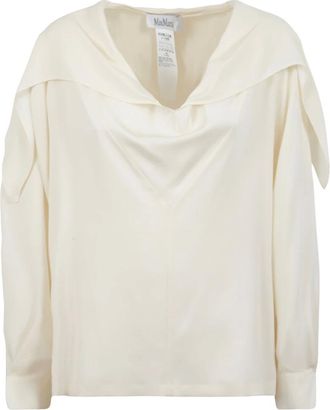 Max Mara Femme, Blouses et Chemises, Blanc, Taille: 38 FR Blouse en Charmeuse de Soie