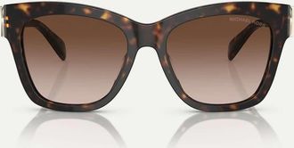 Michael Kors Empire Square Butterfly-Sonnenbrille mit braunen Gl&auml;sern in dunklem Havanna