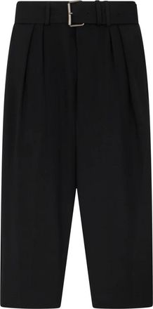 Dries Van Noten Homme, Pantalons, Noir, Taille: S Shorts Ceintur&eacute;s en Laine et Mohair