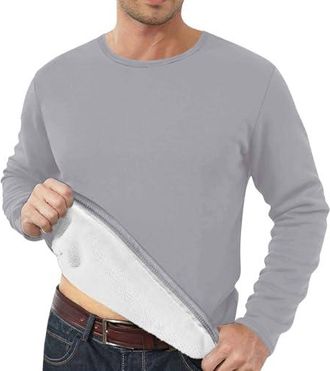 Generic T-shirt pour hommes hiver rembourr&eacute; et &eacute;paissi sous-v&ecirc;tements thermiques hommes grande taille haut de grande taille commerce ext&eacute;rieur couleur unie t-