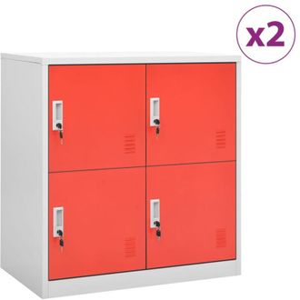 vidaXL Vidaxl - Schlie&szlig;fachschr&auml;nke 2 Stk. Hellgrau und Rot 90x45x92,5cm Stahl