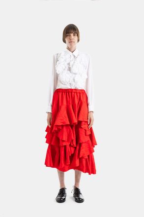 Comme Des Gar&ccedil;ons Womens Red Pleated Midi Skirt