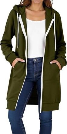 Generic Sweat à capuche zippé pour femme - Surdimensionné - Couleur unie - Couleur unie - Vestes en polaire à manches longues - Coupe ample - Manteau dhiver a