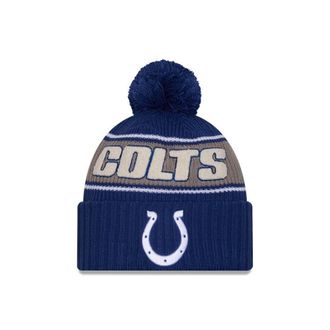 New Era Indianapolis Colts NFL 2024 Sideline Sport Knit Blau Bommelm&uuml;tze - One-Size