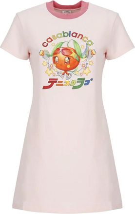 Casablanca Femme, Robes, Rose, Taille: 38 FR Mascot Print Cotton Short Dress