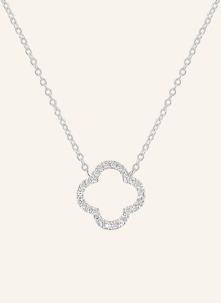 Leaf Halskette Clover Aus 18 Karat Wei&szlig;gold Mit Diamanten silber