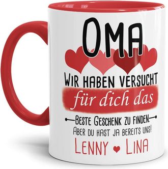 Tassendruck Geschenk Tasse mit Spruch PERSONALISIERT - Bestes Geschenk f&uuml;r Oma von Enkelkindern - Kaffee-Tasse/Geschenkidee Geburtstag Muttertag/Muttertagsgeschen