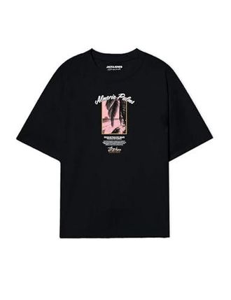 Jack & Jones Tee Joralmeria Palms T-Shirt SS Crew Neck FST, Noir, L Hommes