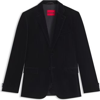 HUGO BOSS Herren Arti253X Extra Slim-Fit Sakko aus Baumwoll-Samt Schwarz001 50
