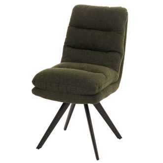 Mendler Esszimmerstuhl HWC-G66, Küchenstuhl Stuhl, drehbar Auto-Position Stoff/Textil Bouclé MVG - grün