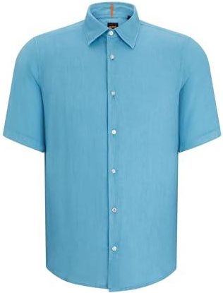 BOSS Hommes Rash 2 Chemise Regular Fit en Toile de Lin