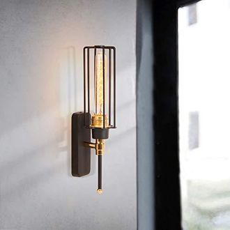 Homemania Wandleuchte Single Ii, Wandleuchte, schwarz, Metall, 10 x 10 x 36 cm, 1 x E27, max. 100 W