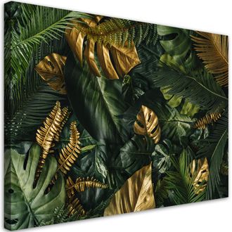 Feeby Bilder 90x60 cm Monstera Tropen Exotisch 1 tlg Modern Vlies Wandbilder Leinwandbilder Kunstdruck Wand Wanddeko Design Wohnzimmer Flur Büro Blätter Dsc