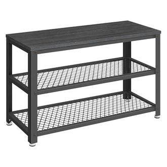 Vasagle Schuhbank, Schuhregal mit 2 Gitterablagen, Aufbewahrung für Schuhe, 30 x 73 x 45 cm, für Eingangsbereich, Flur, Wohnzimmer, Metallgestell, Industrie-D