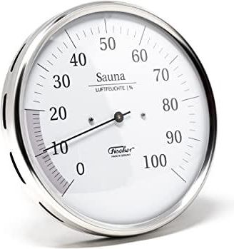 Fischer 191.01 - Sauna-Hygrometer synthetisch - 130mm Sauna-Luftfeuchtigkeitsmesser aus Edelstahl - Made in Germany
