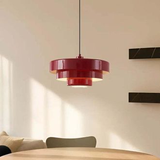 Lindby [NEUWERTIG] B-Ware Lindby H&auml;ngeleuchte Pendelleuchte Lampe Rot Metall E27 Durchmesser 35cm