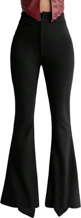 SOLY HUX Damen Hosen Elegant Schlaghose Slim Freizeithose B&uuml;ro Casualhose Hohe Taille Anzughose Herbsthose Festival Outfit Schwarz L