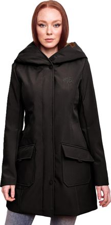 Marikoo Damen Softshell Jacke Winterjacke wasserabweisend Outdoor lang B856 [B856-Maylee-Schwarz-Gr.XXXL]