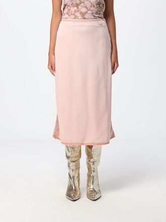 Diesel Jupe crayon midi en viscose &agrave; taille haute avec logo Oval D