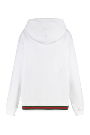 Gucci Womens Full Zip Cotton Hoodie White Sweatshirts Sweater