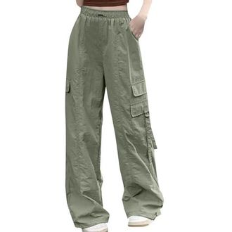 Generic Pantalon cargo baggy pour femme, style streetwear, hip-hop, pantalon de jogging avec cordon de serrage, pantalon ample &agrave; jambes larges, Vert, XXL