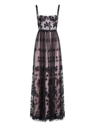 Giambattista Valli robe-corset à fleurs brodées - Noir