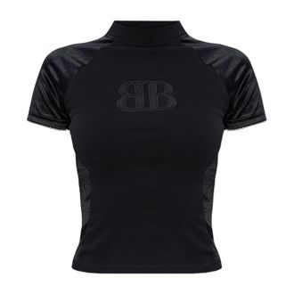 Balenciaga Top mit gesticktem Logo - - Tops - Damen - Schwarzk - L