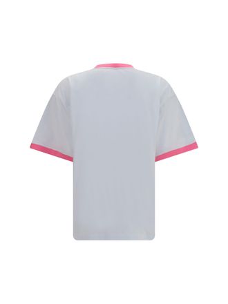 Versace Womens Cotton Jersey T-Shirt White + Guava T-Shirts And Polos