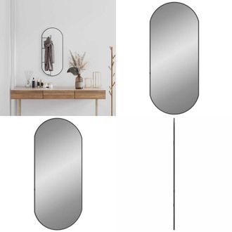 vidaXL Vidaxl - Wandspiegel Schwarz 80x35 cm Oval - Wandspiegel - Spiegel Schwarz - Ovaler Spiegel - Badezimmerspiegel - Schlafzimmerspiegel - Home & Living