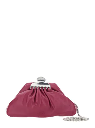 Marc Jacobs Womens Clutch Claw Clip Piccola Pink Leather Lamb Bags