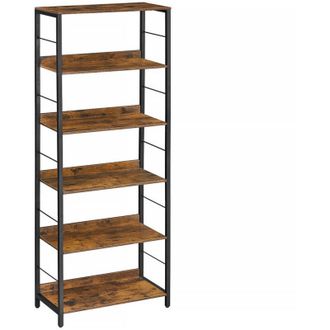 Vasagle &Eacute;tag&egrave;re sur 6 Niveaux, Biblioth&egrave;que, Meuble de Rangement, avec Panneaux Arri&egrave;re, Style Industriel, pour Salon, &Eacute;tude, Bureau &agrave; Domicile, Marron