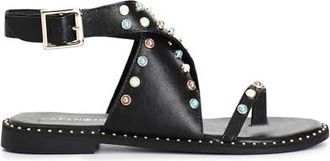 Caf&egrave;noir Sandales Tongs En Cuir &Agrave; Brides Crois&eacute;es, Pour Femme, Couleur Noir, Taille 40