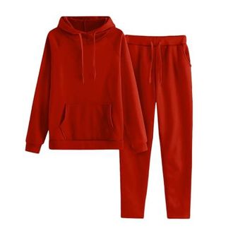 Generic Surv&ecirc;tement pour femme Ensemble complet &agrave; capuche doubl&eacute; en polaire avec poche et capuche 2 pi&egrave;ces Tenue sportive d&eacute;contract&eacute;e pour lautomne et lhiver