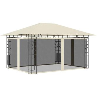 vidaXL Vidaxl - Belv&eacute;d&egrave;re avec moustiquaire 4x3x2,73 m Cr&egrave;me 180 g/m&sup2;