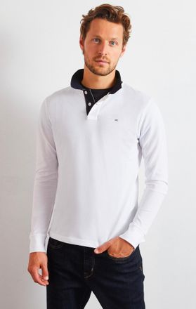 Eden Park Polo Blanc En Coton Avec Col Contrast&eacute; Old Ref Pp