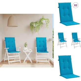 vidaXL Vidaxl - Gartenstuhlauflagen f&uuml;r Hochlehner 2 Stk. Blau 120x50x3cm Stoff - Sitzauflage - Gartenstuhlkissen - Outdoorkissen - Hochlehnerkissen