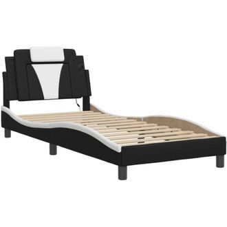 vidaXL Vidaxl - Cadre de lit avec led sans matelas noir et blanc 90x190 cm