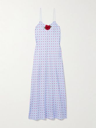 Rodarte Maxikleid Aus Bedrucktem Seiden-twill Mit Applikation - Lila