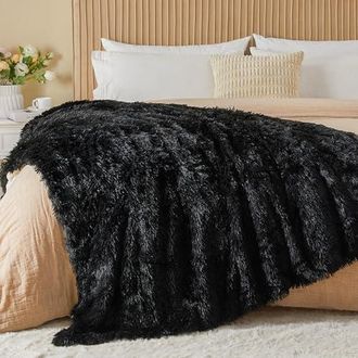 Emme Couverture en Fausse Fourrure 220 x 240 cm - Couverture Polaire Moelleuse - Super Douce, &eacute;paisse et &eacute;l&eacute;gante - Chaude et Confortable - R&eacute;versible pour