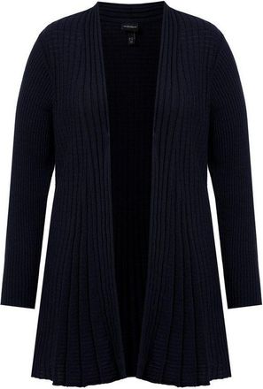 Ulla Popken Strickjacke Plissee-Strickjacke A-Linie Schalkragen Langarm