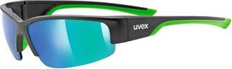 Uvex sportstyle 215 - Sportbrille für Damen und Herren - starker Schutz vor Sonnenstrahlung - druckfreier Sitz & perfekter Halt - black matt green/green - 